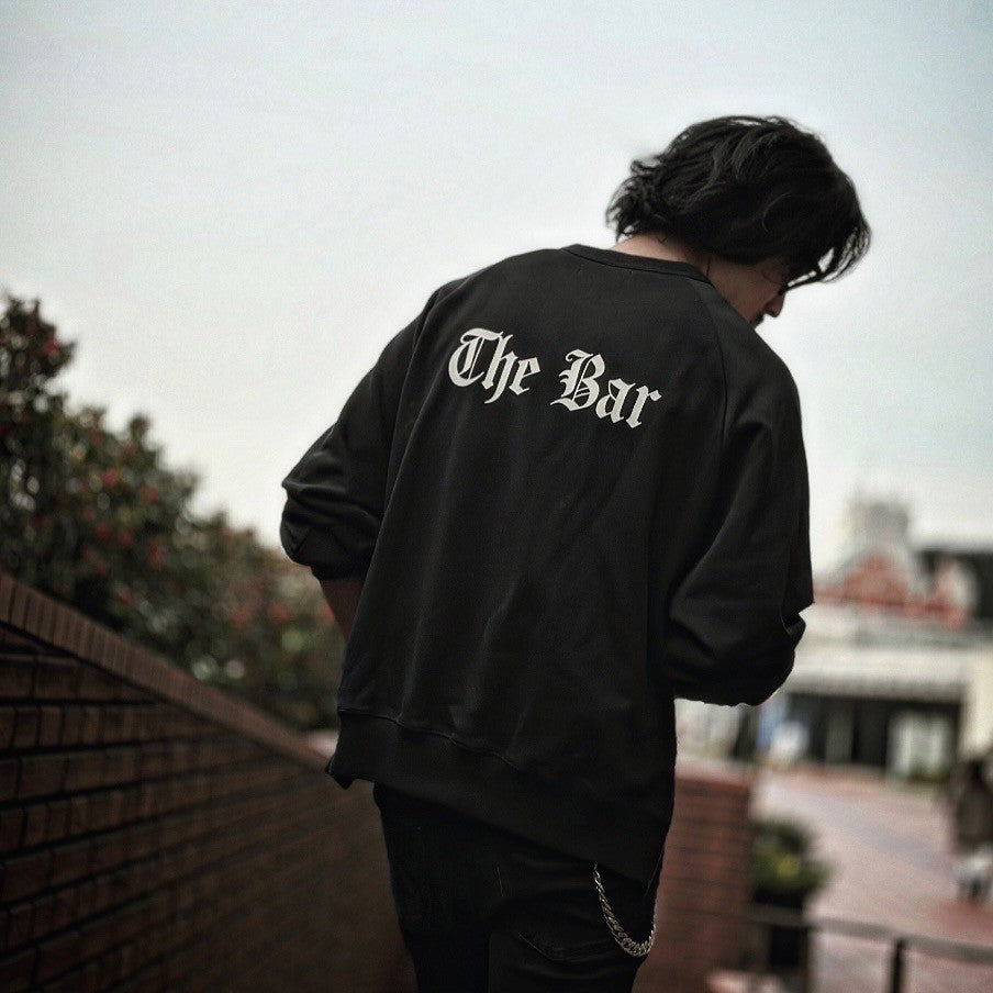 THE BAR x WIZZARD PRINT SIDE ZIP SWEAT "THE BAR LOGO" #BLACK